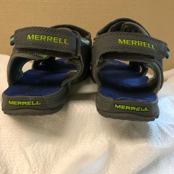 Merrell | Shoes | Merrell Panther Gray With Green Leather Sandals ...